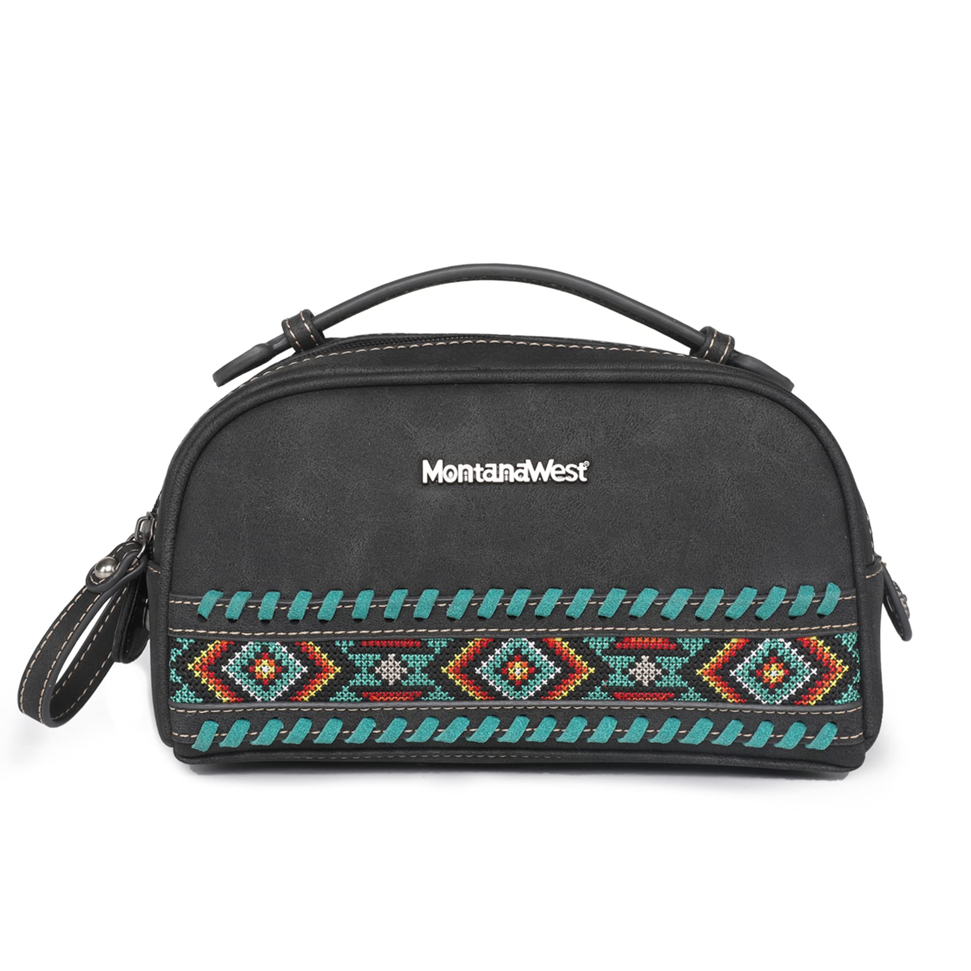 Montana West Aztec Embroidered Collection Western Purses Travel Pouch Cosmetic Organizer for Women MW1074-190BK