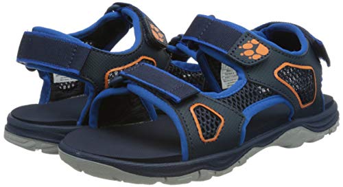 Jack Wolfskin Taraco Beach Sandal Hiking Boot, Blue/Orange, 3 US Unisex Big Kid
