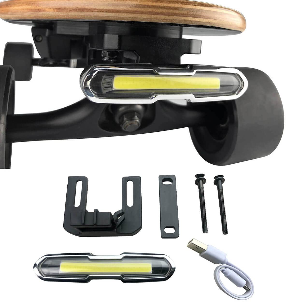 IWONDER V2.0 Skateboard Lights Waterproof Brightness USB Rechargeable Safety Longboard Light Accessories Led Lights for Electric Skateboard Longboard
