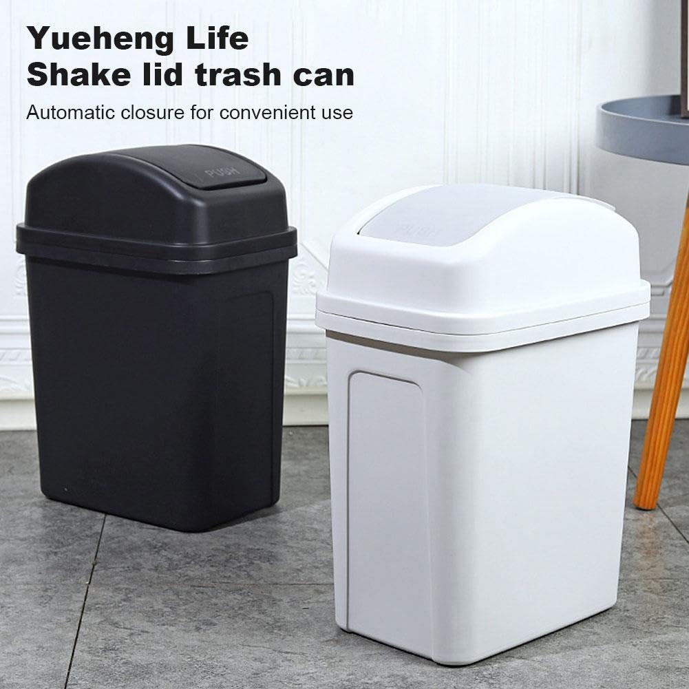WAGA 13 Gallon Kitchen Trash Can,with Swing-top Lid, 360 ° Sliding Lid,Trash Can with Lid, Bathroom Trash Can,2024 Upgraded Plastic Swing Top Trash Can,Garbage Bin for Kitchen, Office, Toilets