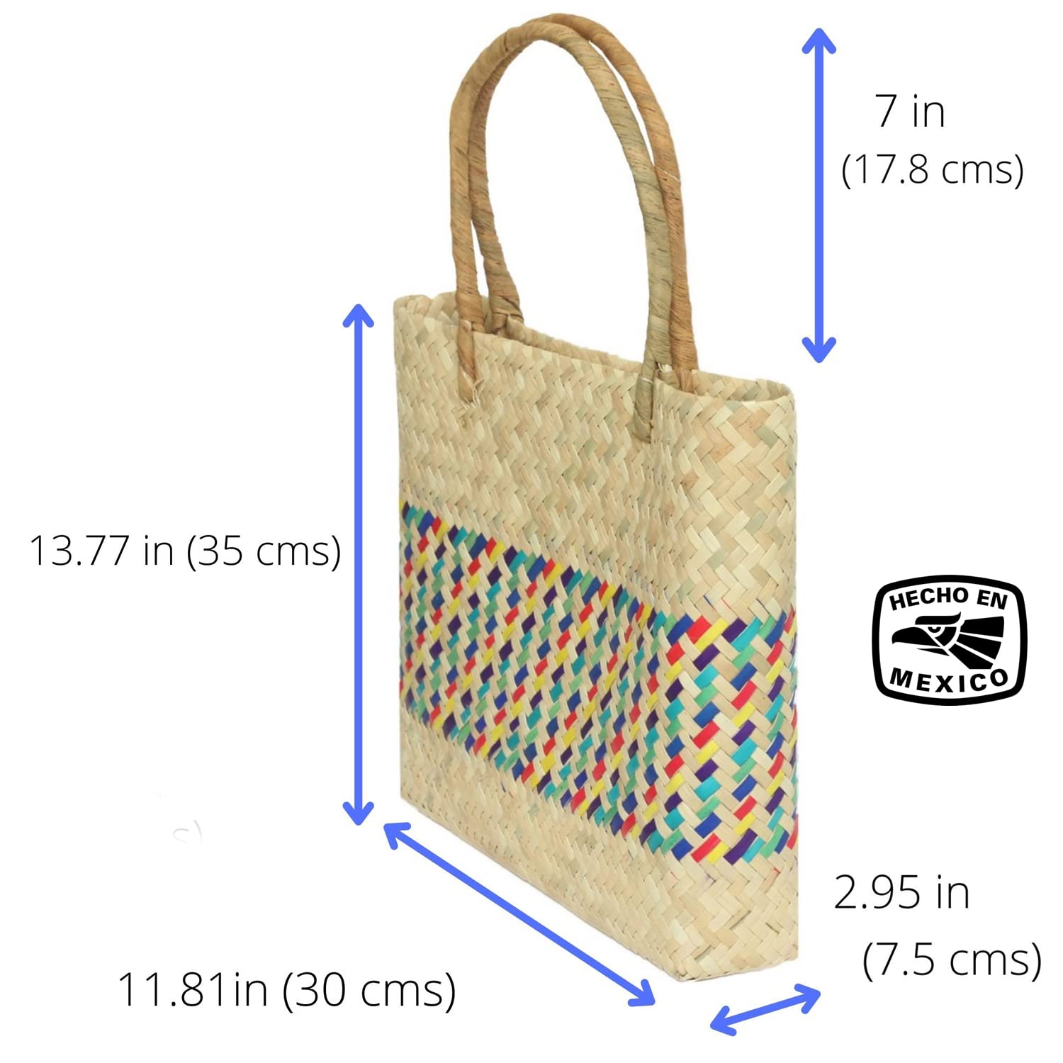MAYANSHUL Mexican handbag Palm Leaf for Women | Handcrafted by Mexican Artisan | Casual, Summer Beach Tote Bag | 100% Ecological | Multicolor | Lightweight