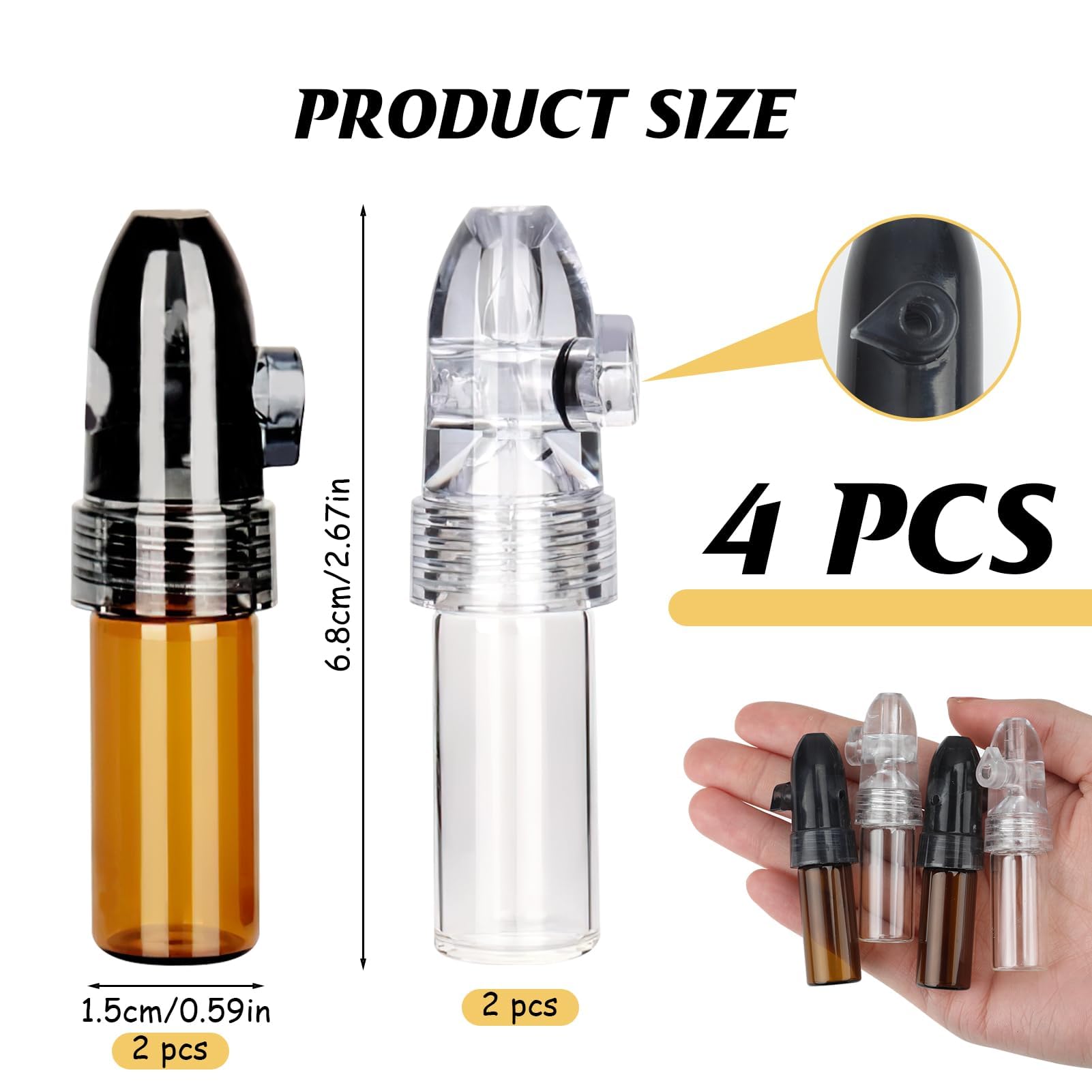 Oreutkd 4 Pack Camping Spice Containers, Portable Spice Dispenser with Knob Switch Storage Bottle, Salt and Pepper Shakers Spice Storage for Outdoor Activities Traveling Cooking (2.67" x 0.59")