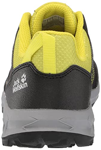 Jack Wolfskin Woodland Low Hiking Shoe Boot, Black/Lime, 2 US Unisex Big Kid