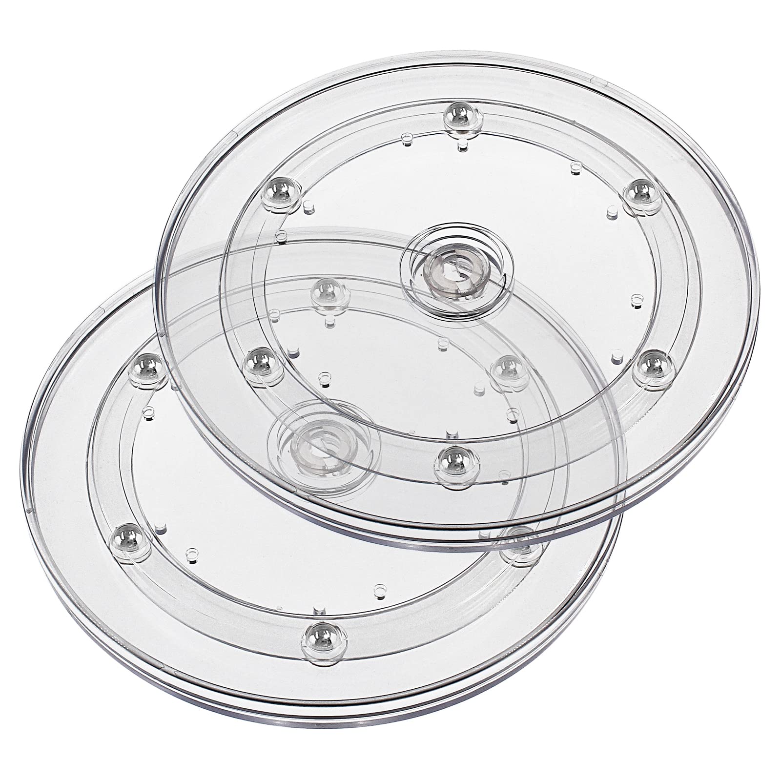 Jersvims 2Pcs 4 Inch Acrylic Turntable Platter, Transparent Turntable Organizer Round Rotating Plate for Kitchen Pantry Cabinet Desk Rack Spice Cake Cookie Decorating