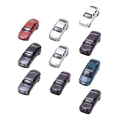 predolo 10Pcs Mini Model Car Painted Accessories Vehicle Toys for Street Layout Railway Scenery Sand Table DIY Model Collection, 1/200