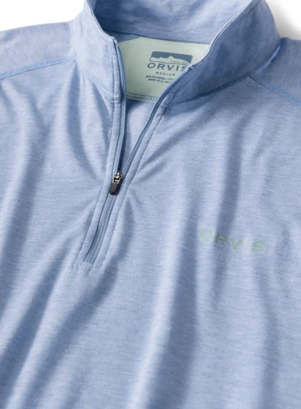 Orvis Men’s Drirelease Quarter-Zip Long Sleeve Shirt for Men - Pullover Men’s T-Shirts with All-Natural Odor Protection, Blue Fog - X-Large
