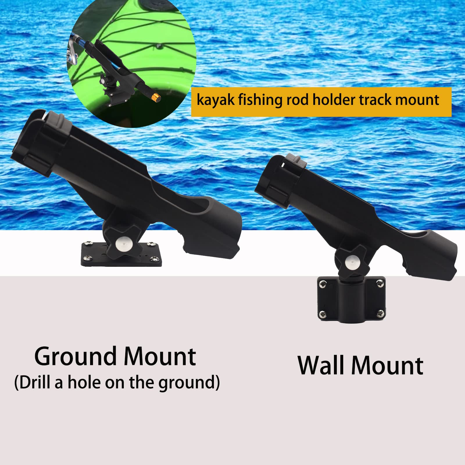 LINGUANG 2 Pack Kayak Canoe and Boats Fishing Rod Holder 360° Adjustable Swivel Side Mount Kits Tackle for Deck, Ground ,Wall , Rail Track