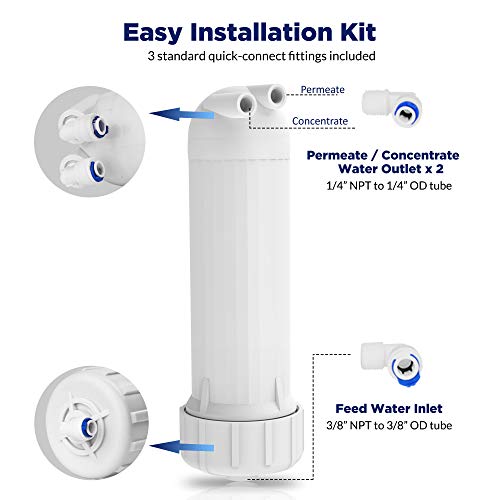 Membrane Solutions 3012 RO Membrane Housing Kit, Universal for Semi Commercial 200/300/400 GPD Reverse Osmosis Water Filter Systems, RO Filter Housing Wrench Fittings Set