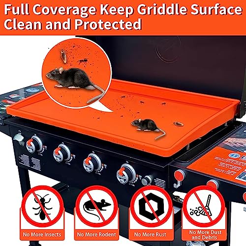 Wrpaulk 36" Silicone Griddle Mat Cover for Blackstone,Full Coverage Food Grade Griddle Grill Mat,Protects Grill Year-Round from anmial,Debris and Rust,Color:Orange