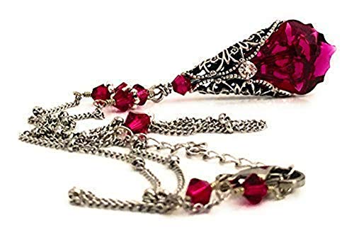 HisJewelsCreations Baroque Crystal Filigree Pendant Necklace (Berry Tone)