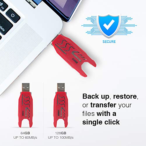 Infiniti Kloud™ 128GB USB 3.0 Flash Drive & Backup Solution - Includes Infiniti Kloud's Super Fast, One-Click Backup Software and USB-C Adapter (Mac and PC Compatible)