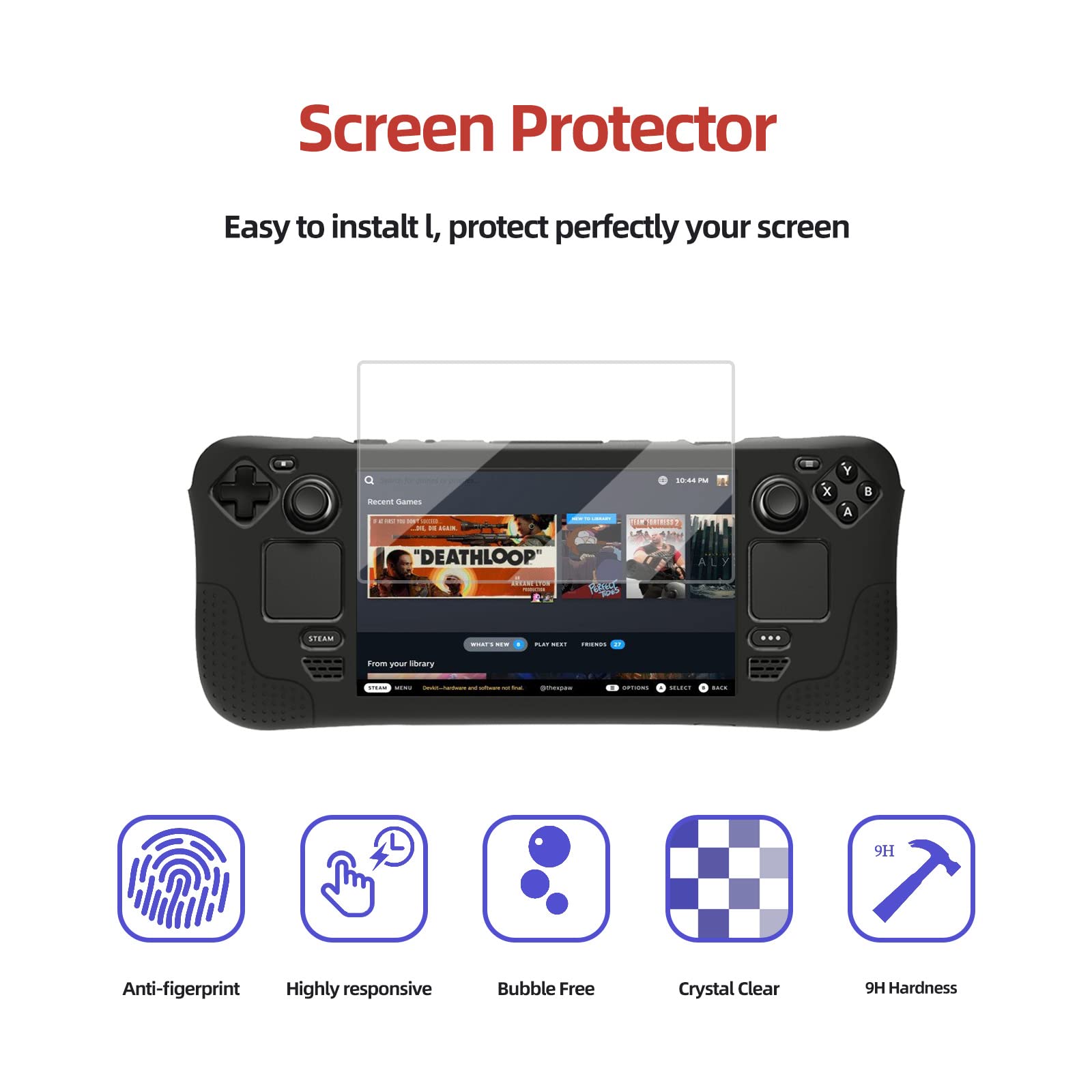 OFFCURVE Kickstand Protective Case for Steam Deck, Silicone Cover with Screen Protector & Thumb Grips & Touchpad Protect Skin for Steam Deck Console Shock-Absorption Steam Deck Protective Accessories