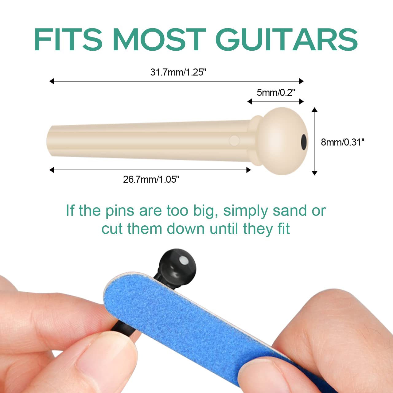 JIKIOU 36PCS Acoustic Guitar Bridge Pins Pegs, Plastic Guitar String Pins Guitar Parts Replacement, 18 PCS Ivory and 18 PCS Black Bridge Pins for Acoustic Guitar