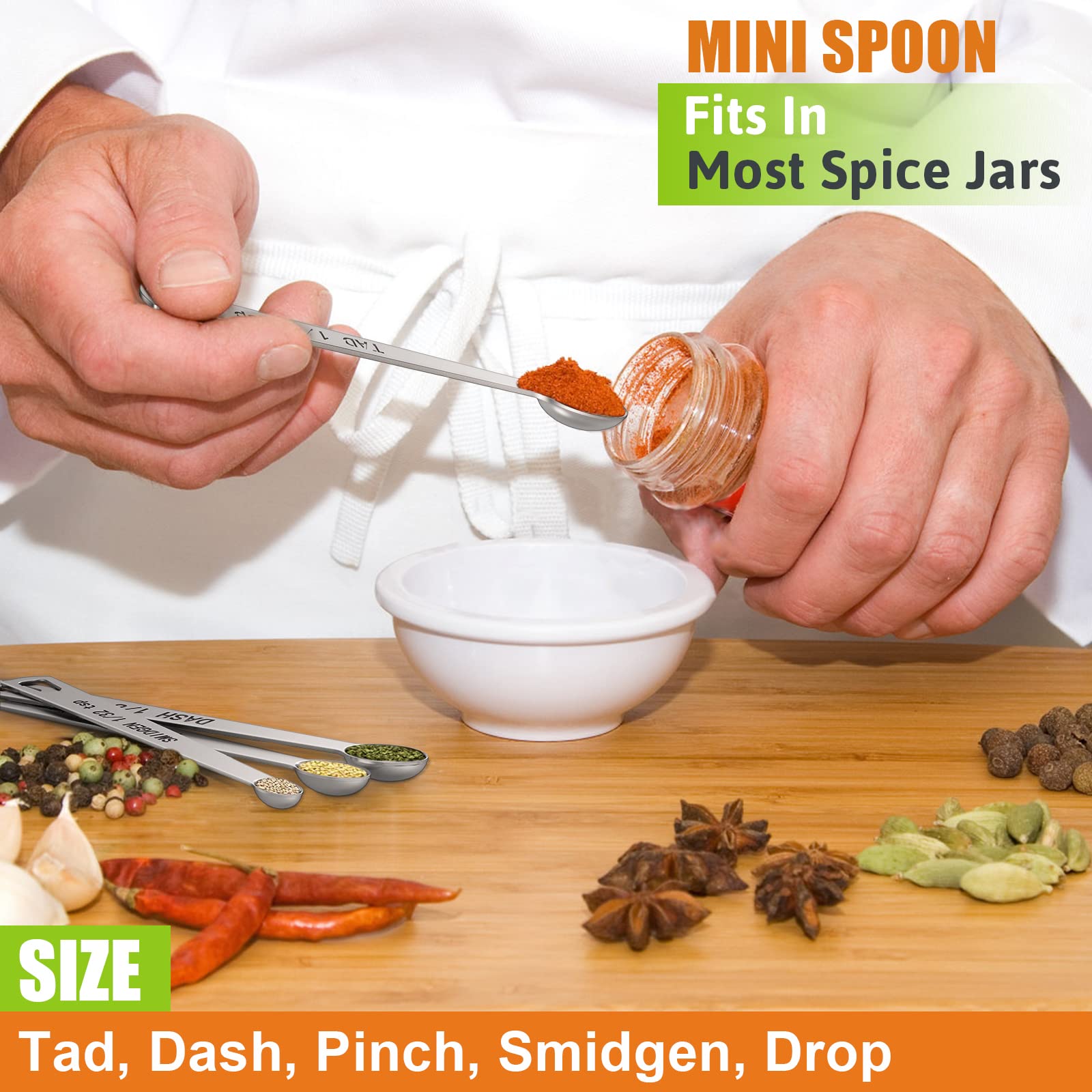 Paincco Stainless Steel Measuring Cups & Spoons Set of 21, Includes 7 Nesting Metal Measuring Cups, 9 Measuring Spoons and 5 Mini Measuring Spoons, Kitchen Gadgets for Cooking & Baking