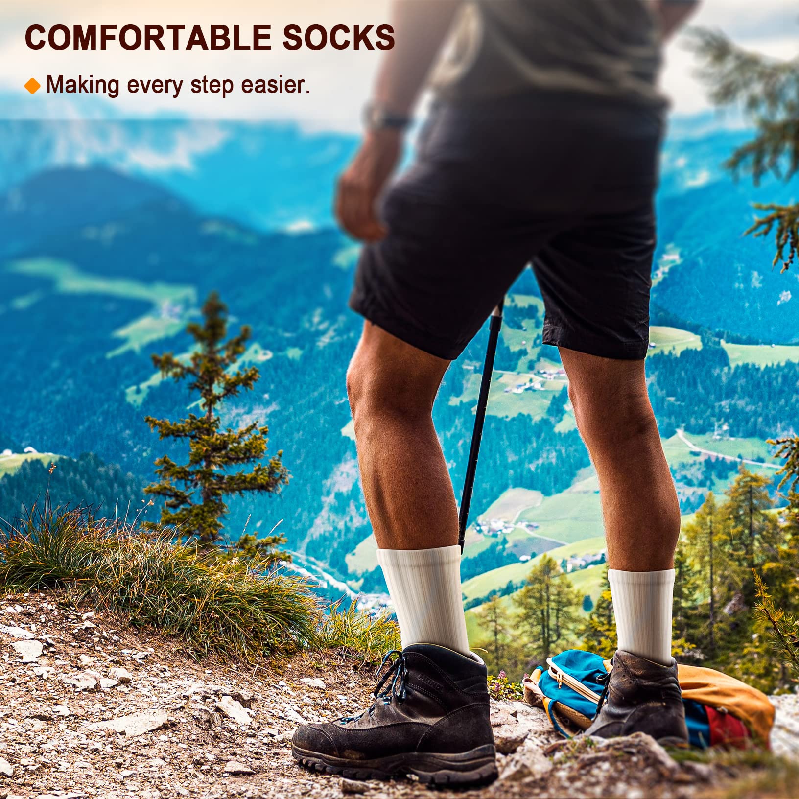 KEMISANT Mens Socks 6 Pairs, Sports Running Athletic Socks Compression for Men with Full Cushioned Sole