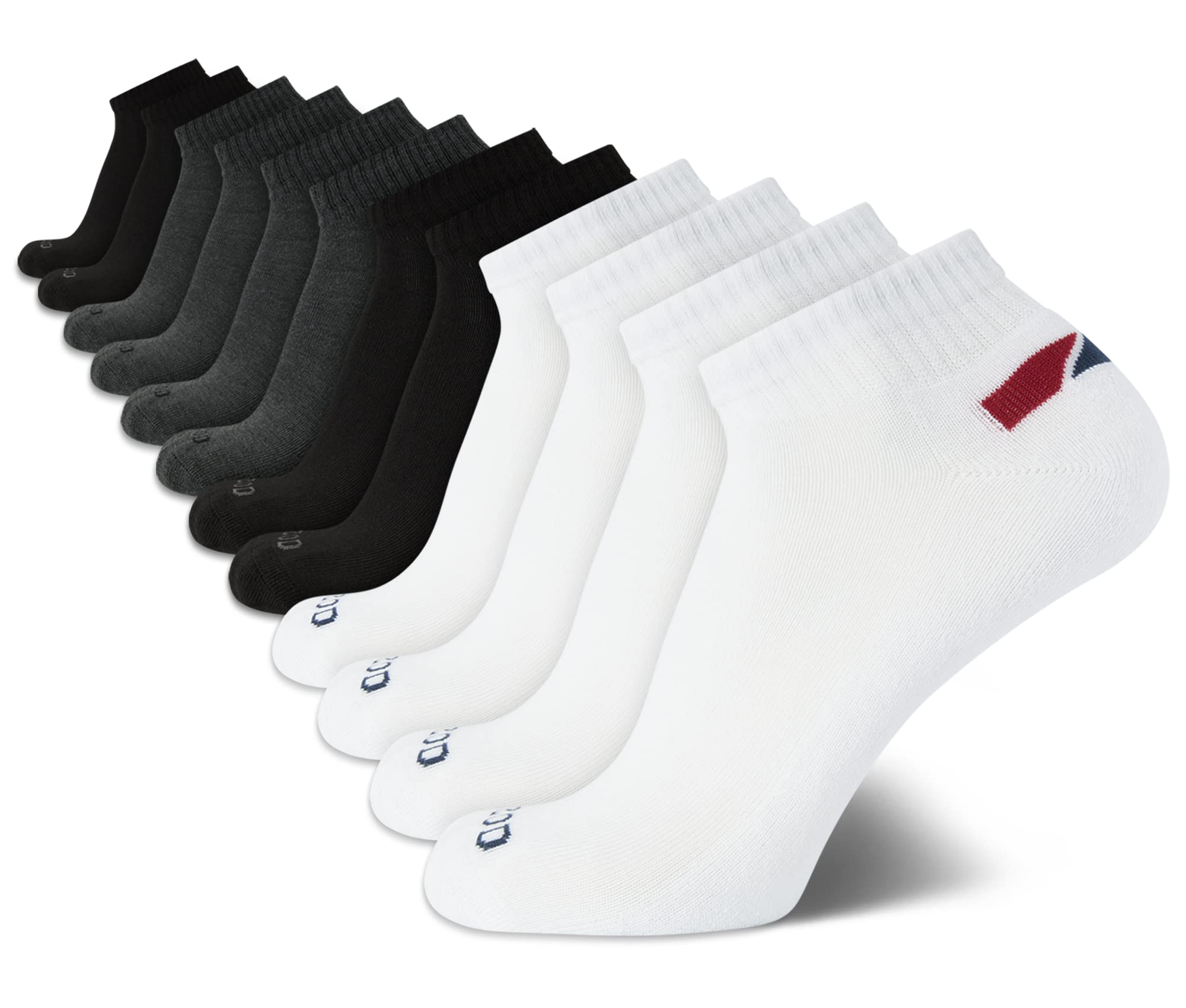 Izod Men's 10PK Athletic Quarter Socks, Black, 6-13
