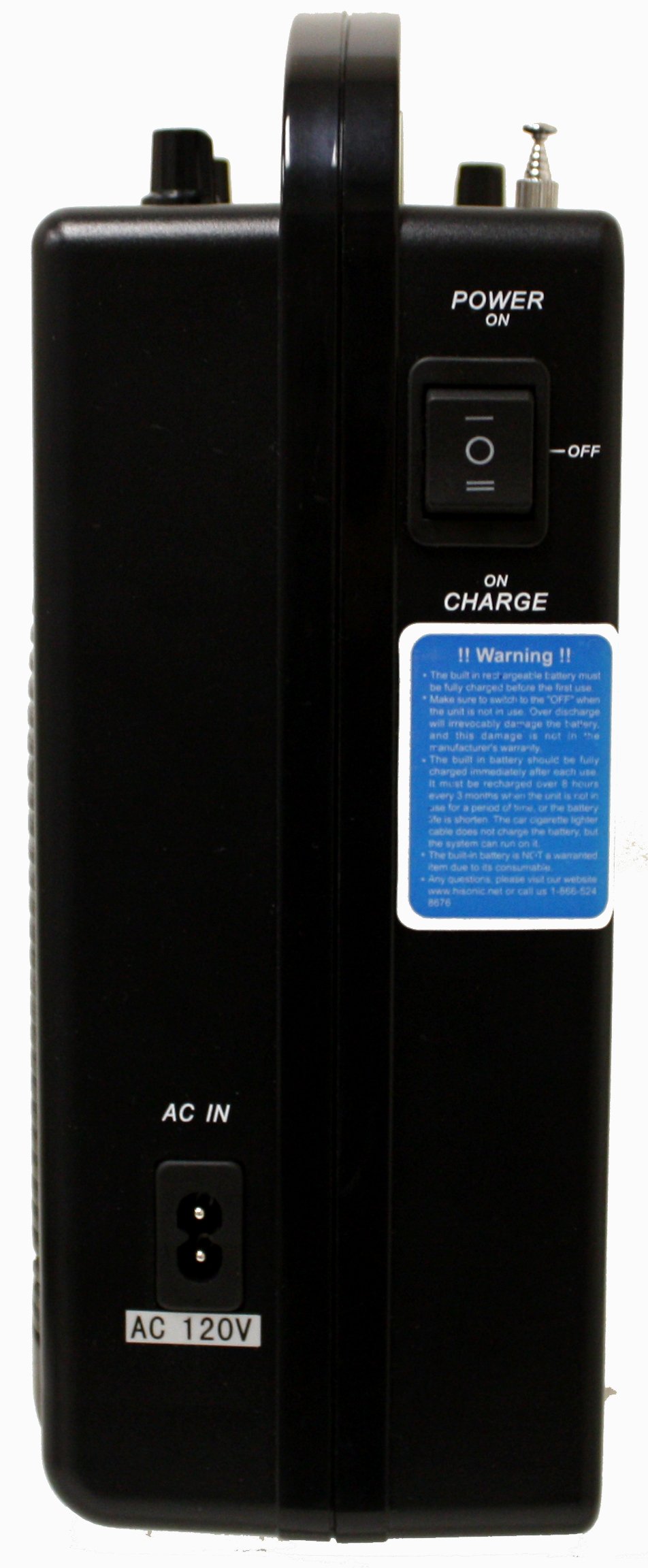Hisonic HS122B-LL Portable Lithium Battery Rechargeable PA (Public Address) System with Dual Wireless Microphone System and Car Charger Cable, Black (2 Belt-Packs, Black)