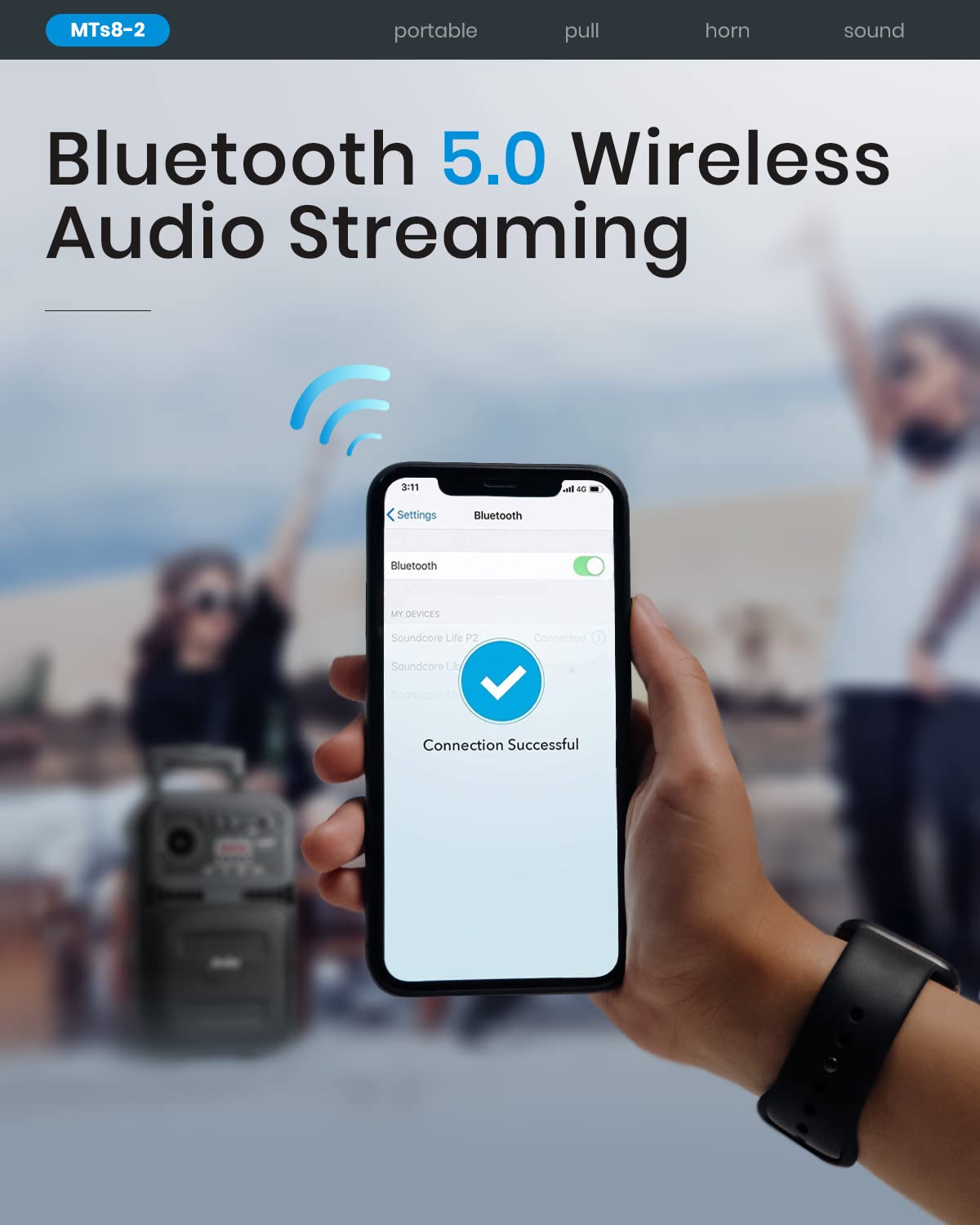 Moukey Portable Bluetooth Speaker, Small PA System with 8" Subwoofer & 1" Tweeter, Karaoke Machine with Wireless Microphone and Echo Adjustment, Support TWS/REC/AUX/USB/TF/FM, for Christmas Party