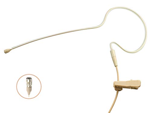 J K Pro Light Weight Low Profile Single Earhook Headworn Microphone MIC-J S90 Compatible with Audio Technica Wireless Transmitter - 4Pin Hirose Connector