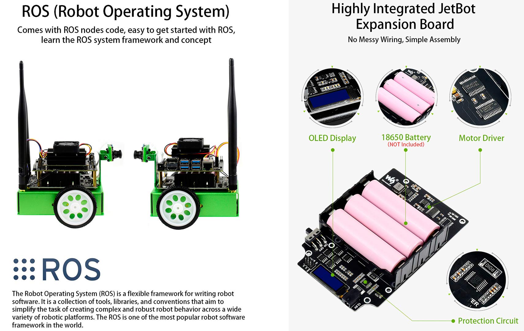 JetBot AI Kit Accessories Compatible with Jetson Nano Developer Kit A02 & B01 Version,to Build JetBot AI Smart Robot (Not Support Jetson Nano 2GB)