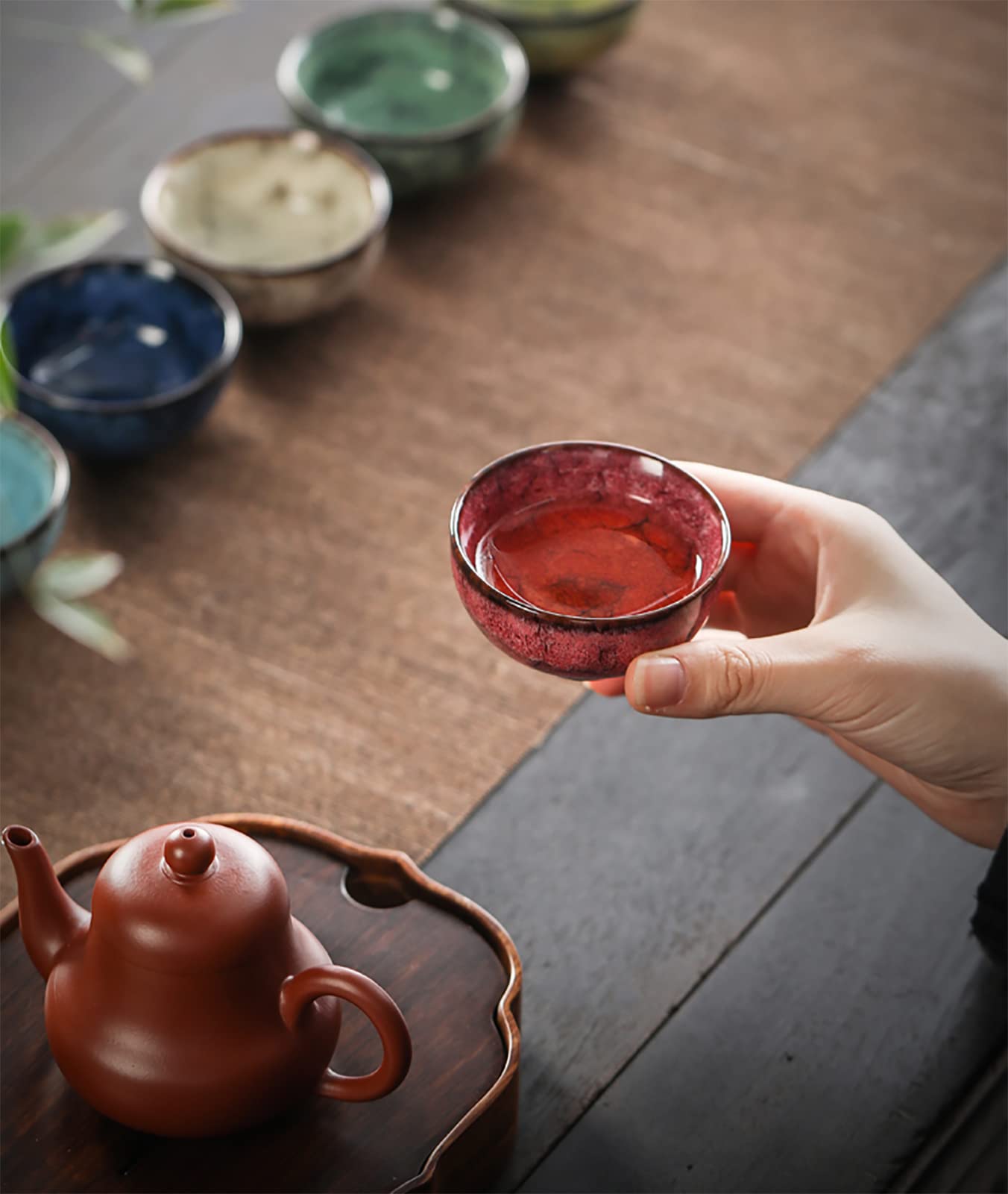 Lxuwbd ceramic tea cup, Chinese kung fu tea set, Japanese style tea cup, yerba mate tea set, 5pcs ceramic mate cup set, tea cup