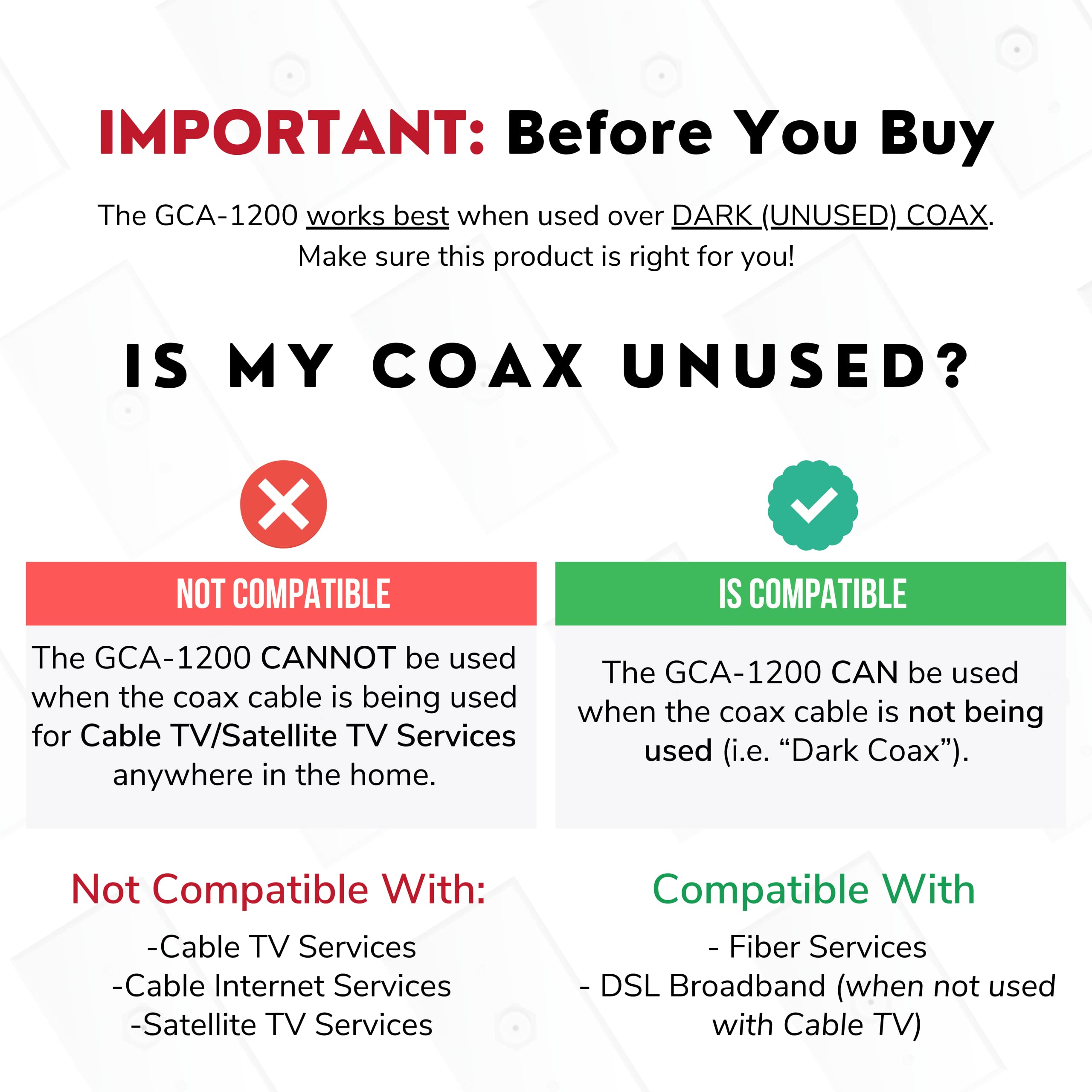Nexuslink G.hn Ethernet Over Coax Adapter | 1200 Mbps, Fast and Secure Network Performance, Online Gaming and Streaming in Hard-to-Reach Locations, Single Unit (GCA-1200)