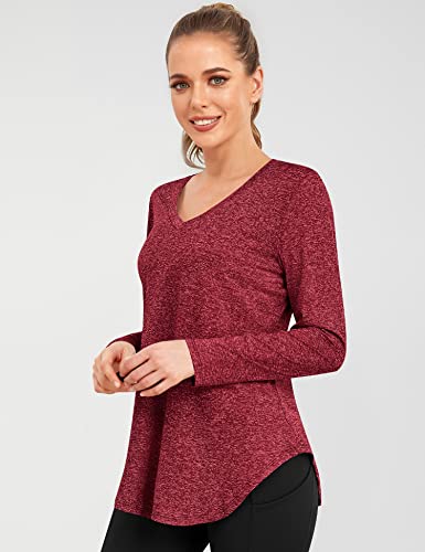 Moisture Wicking Shirts for Women Long Sleeve Workout Tops Yoga Running Flowy Tees Casual Cute X-Large