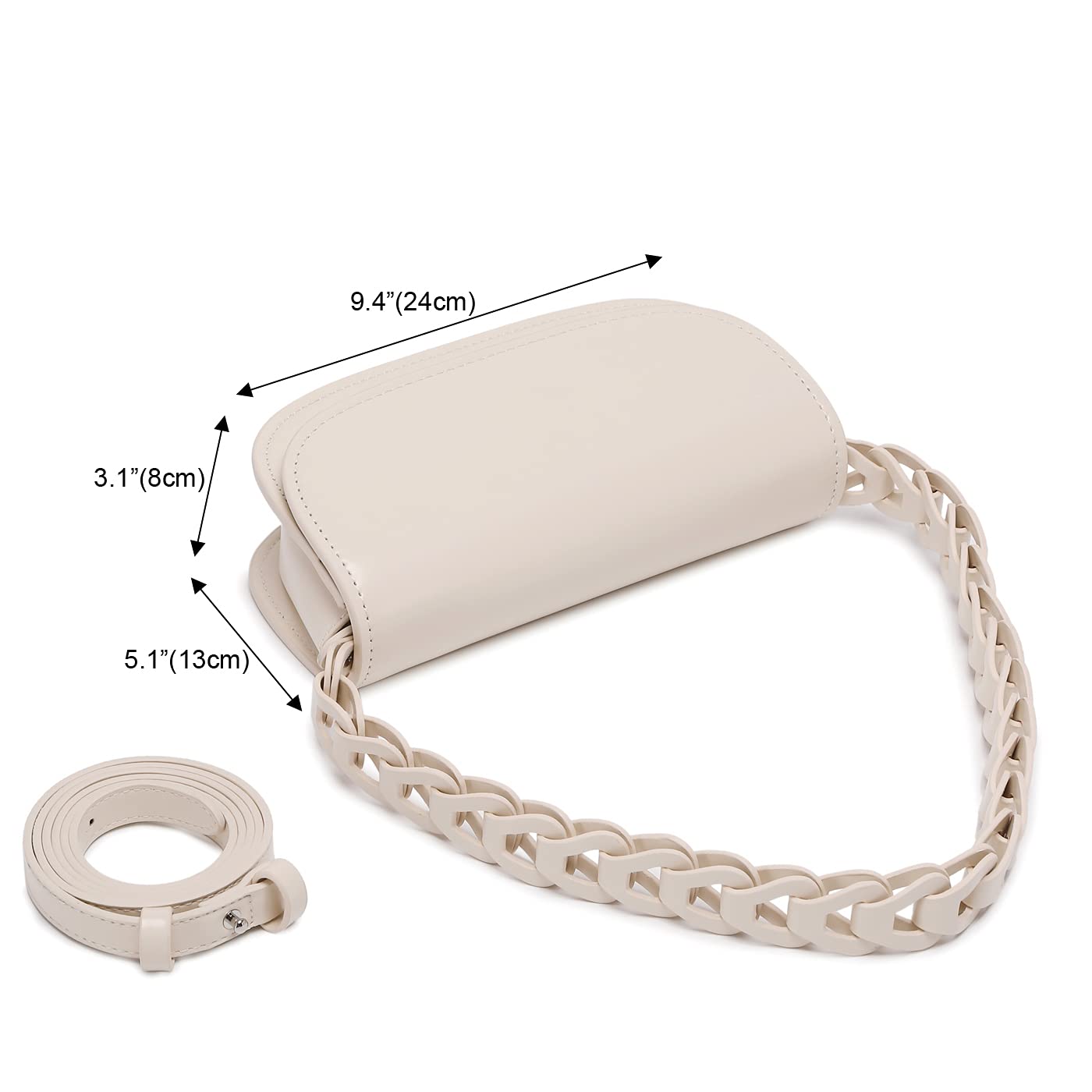 Leanoria 2 Straps Purse Designer Retro Classic Shoulder Bag Vegan Leather Clutch Tote Bag Small Crossbody Handbag (Off White)