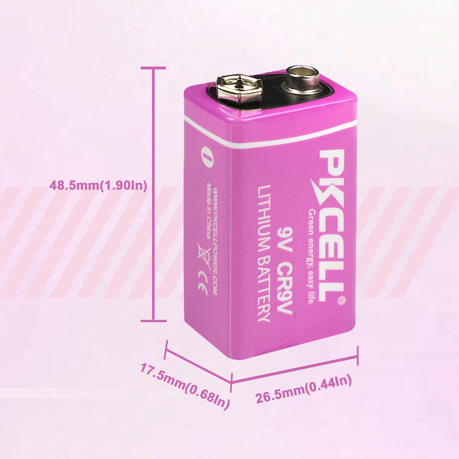 PKCELL CR9V 9 Volt Batteries- 9V Battery 3 Pack for Smoke Detectors Ultralife U9VL U9VL-BP U9VL-J U9VL-X U9VLFP