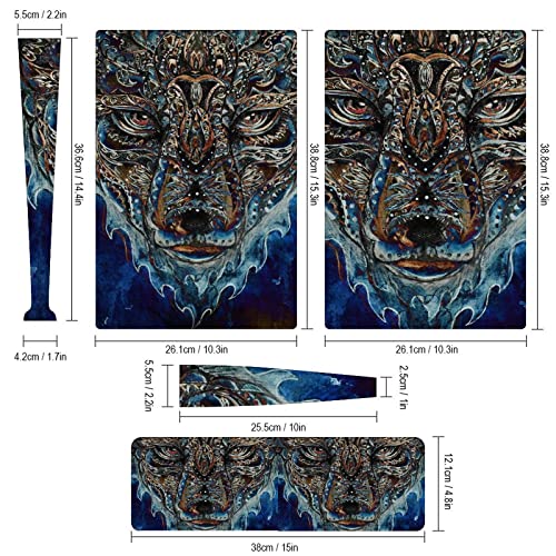 Ornamental Painting of Wolf Full Protective Skin Cover Design Wrap Decal Sticker Compatible with PS5 Digital Edition Console and Controller