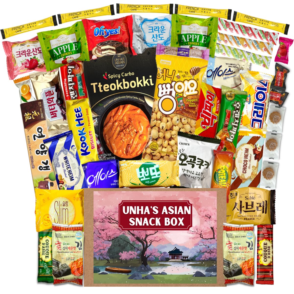 Korean Snack Box Variety Pack - 46 Count Snacks Individual Wrapped Gift Care Package Bundle Sampler Tiktok Asian Challenge Assortment Mix Candy Chips Cookies Ramen Gummy Treats for Kids Children
