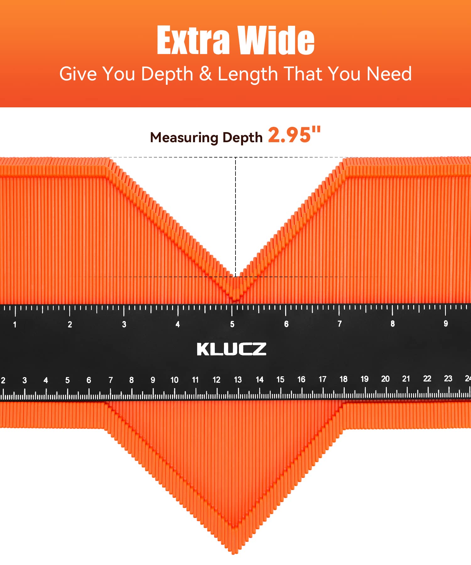KLUCZ Contour Gauge 10+5 Inch with Lock (2-pack), Duplicator Gauge Shape and Outline Tool Adjustable Woodworking Tools Gifts for Men, Dad, Husband, Grandpa, Construction Rulers Scribe DIY Carpenter