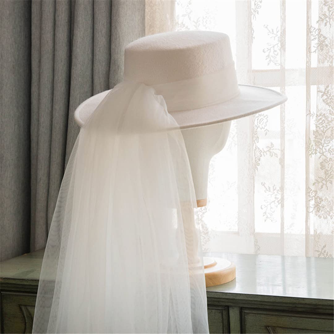Ladies Hat Birdcage Veil Ladies Hat Wide Brim Classic Beige Wedding Party Headwear Accessories Beige