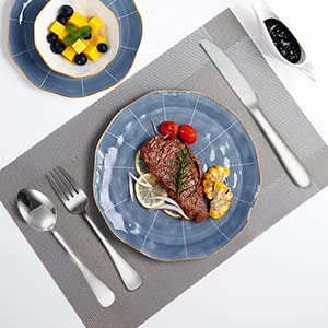 LOUVI Stainless Steel 12-Piece Dinner Knives Set, Table Steak Knives set for 12 (Silver 9 Inches)