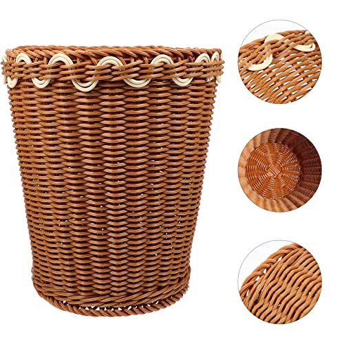 Zerodeko Seagrass Wastebasket Rattan Trash Can Woven Waste Basket Garbage Bin Water Hyacinth Flower Pot Dried Flower Bucket Laundry Storage Basket for Bedroom Bathroom Office Planter