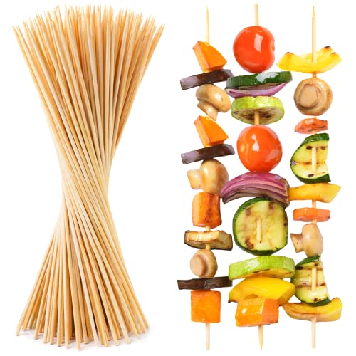 Prestee 100 Pack Bamboo Skewers for Crafts, Grilling BBQ, Kabobs, 12-Inch Brown - Wooden Skewers 12 Inch, Bamboo Skewers 12 Inch, Skewers for Kabobs, Skewer Sticks Variety Size, Wood Skewers