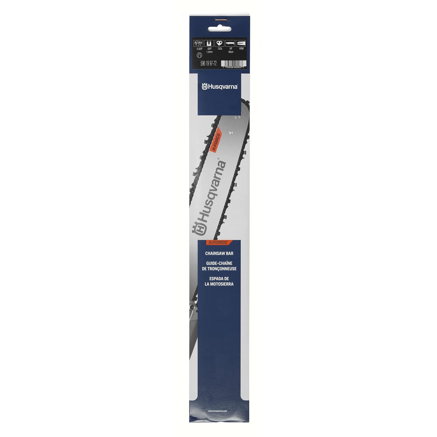 Husqvarna 596199772 X-Force 18 Inch Chainsaw Bar, 325" Pitch .050" Gauge, 72 Drive Links, Chainsaw Accessories
