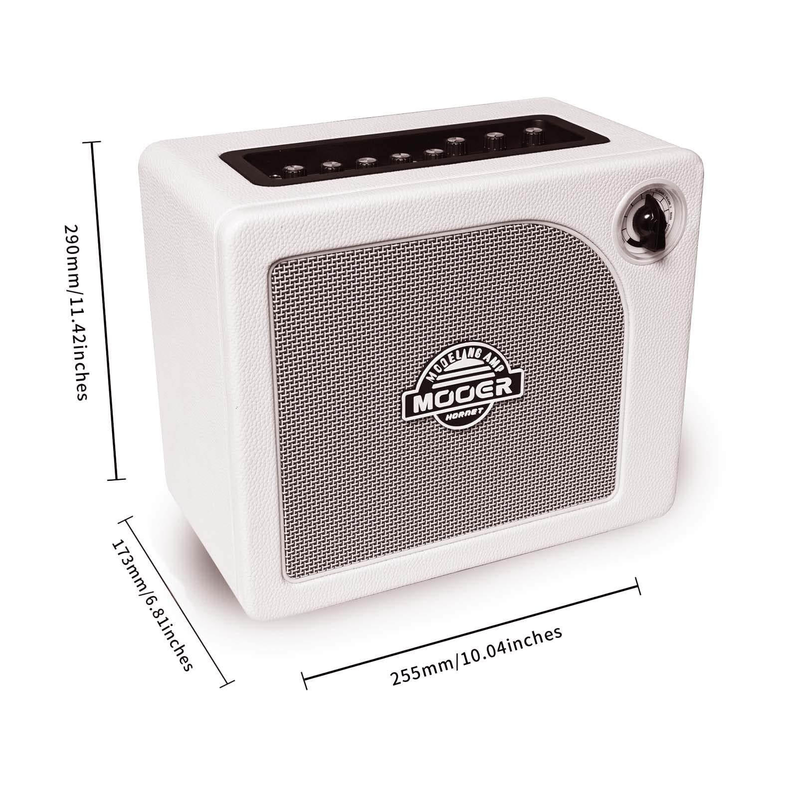 MOOER Guitar Amplifier Combo 15W, Practice Electric Guitar Amp with 9 Digital Amp Models for Electric Guitar and Bass - Hornet White and Blue