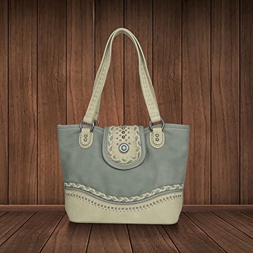 Montana West Buckle Collection Western Bag Concealed Carry Totes for Women with Wallet Set MW1107G-8317GN+W