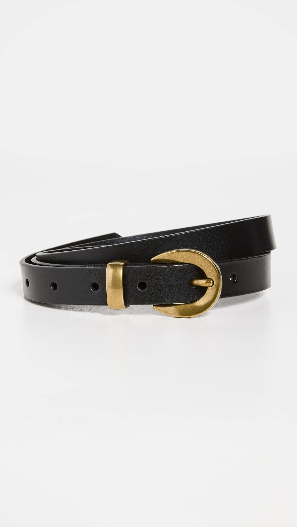 Madewell Women's Chunky Buckle Skinny Leather Belt, True Black, M