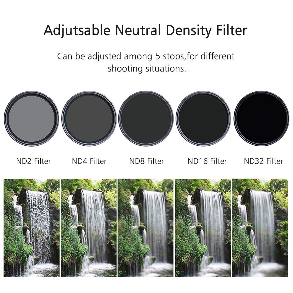 K&F Concept 72mm ND Filter Ultra-Thin Adjustable Variable Neutral Density ND Filter Fader ND2-ND32 for Camera Lens Compatible with Canon