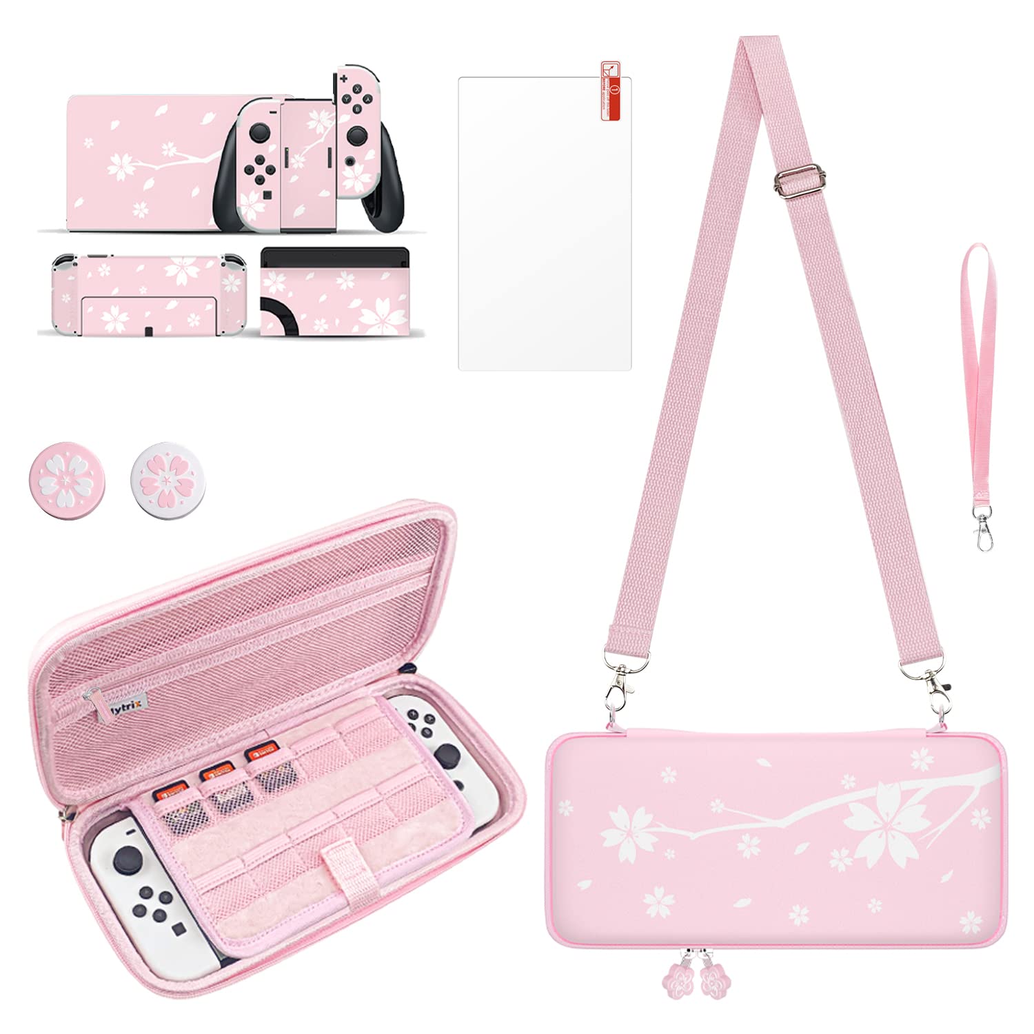 Mytrix Cute Carrying Case for Nintendo Switch /OLED/Lite, Portable Hard Shell Pouch for Switch Protective Travel Storage Bag for Switch with10 Game Card Slots, Anime Girl Design…