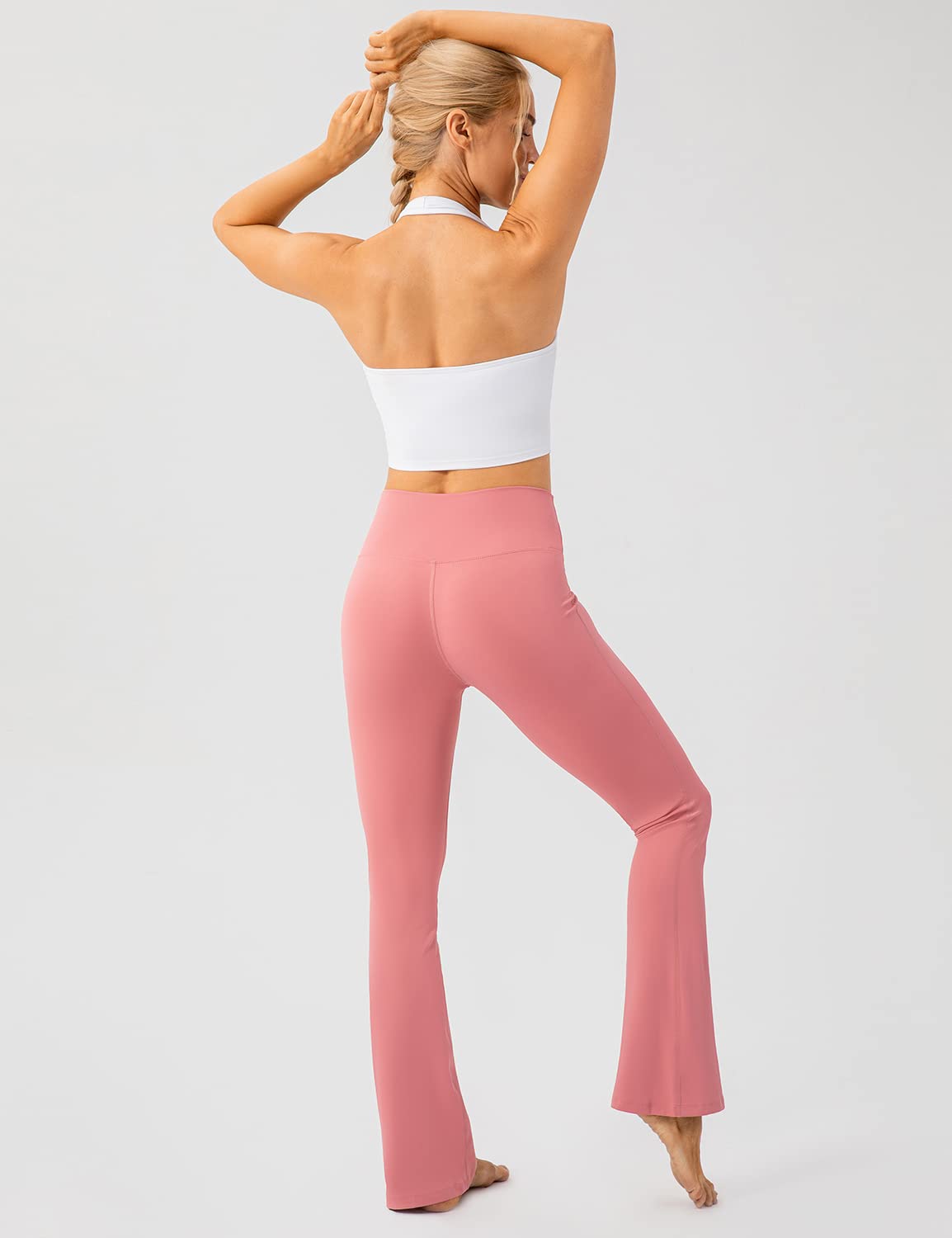Lavento Women's Bootcut Yoga Pants - Crossover Flare Leggings for Women (Rose Pink, Small)