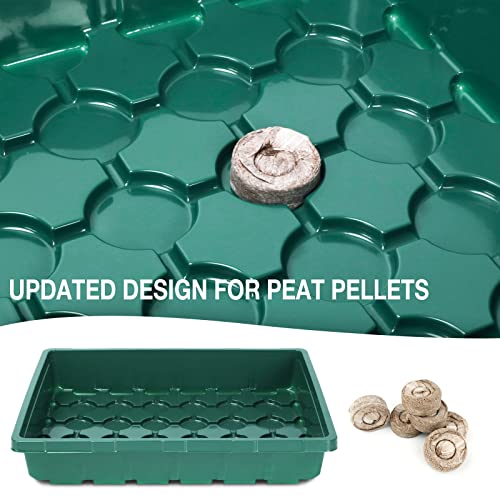 HOXHA 8 Pack Seed Starter Tray Kit, 384 Cell Indoor Seedling Starting Trays with Humidity Dome Base Mini Greenhouse Plant Germination Set for Seeds Growing, 8 Pack 48 Cell