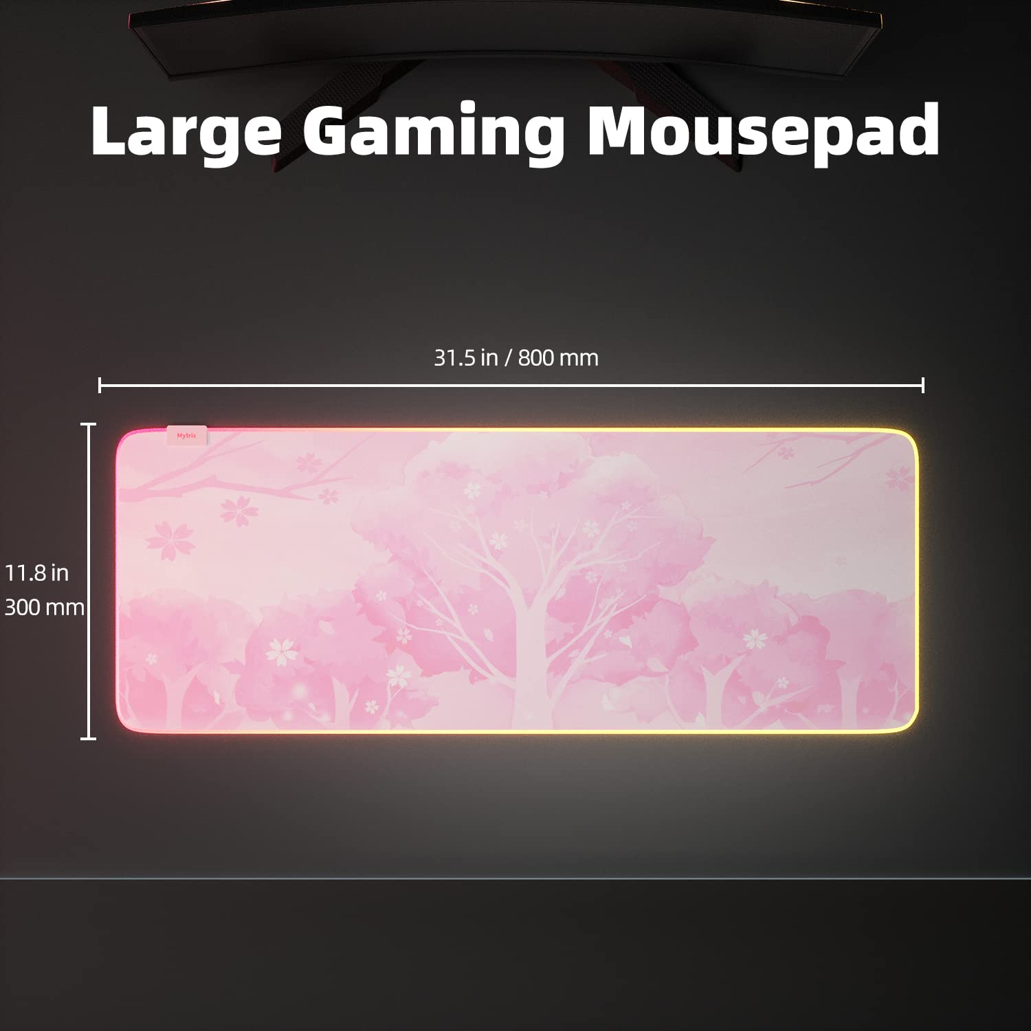 Mytrix RGB LED Gaming Mouse Pad, 14 Modes Glow Pad, Extra Large Gaming Mousepad,Waterproof Rubber Non Slip Zero-Kirin Mat, Extended Big Keyboard and Mouse Pad Mat for Gamer Office Home, 800×300×4mm