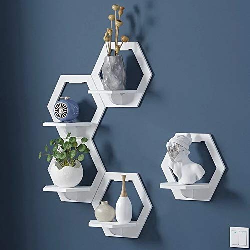 WYKDD Wall Shelf Free Punching Wall-Mounted TV Background Wall Hanger Bedroom Balcony Bedside Wall Creative Flower Pot Stand (Color : Black)