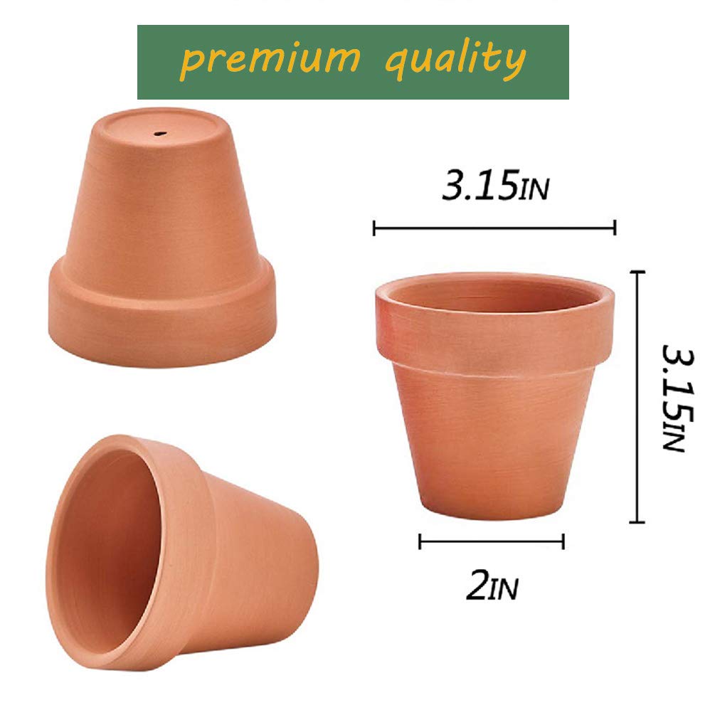 Kosrtuny 3 Inches Terracotta Clay Pots Pack of 18 pcs- Pottery Fleshy Flower Planter with Drainage Hole,for DIY Home and Office Desktop/Windowsill/Ornament Decoration Wedding