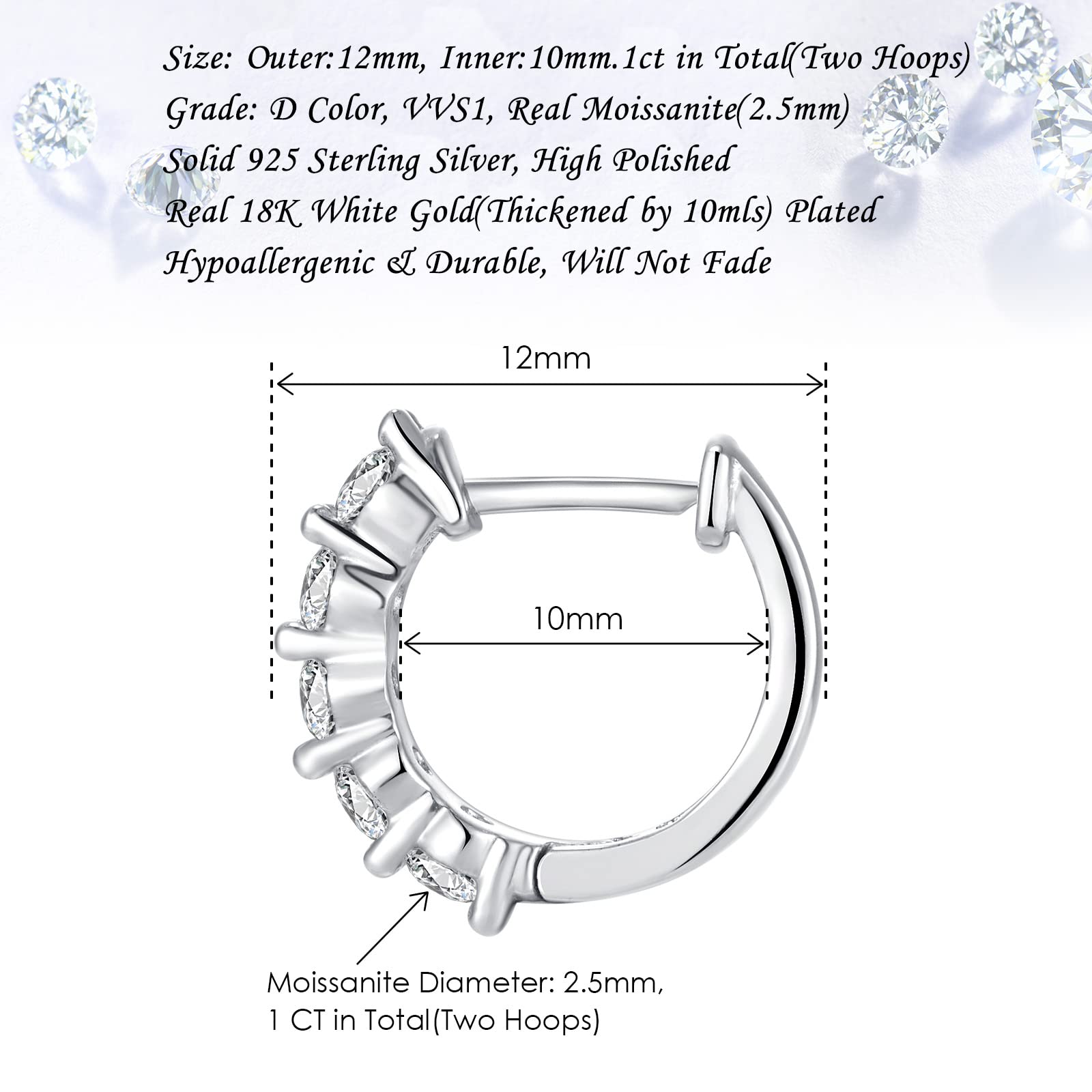 Mini Tiny Hoops Second Hole Everyday White Gold Ear Piercing 925 Sterling Silver Endless Cuff Huggie Hoop Earrings Jewelry Gifts Comfy Sleep Earring