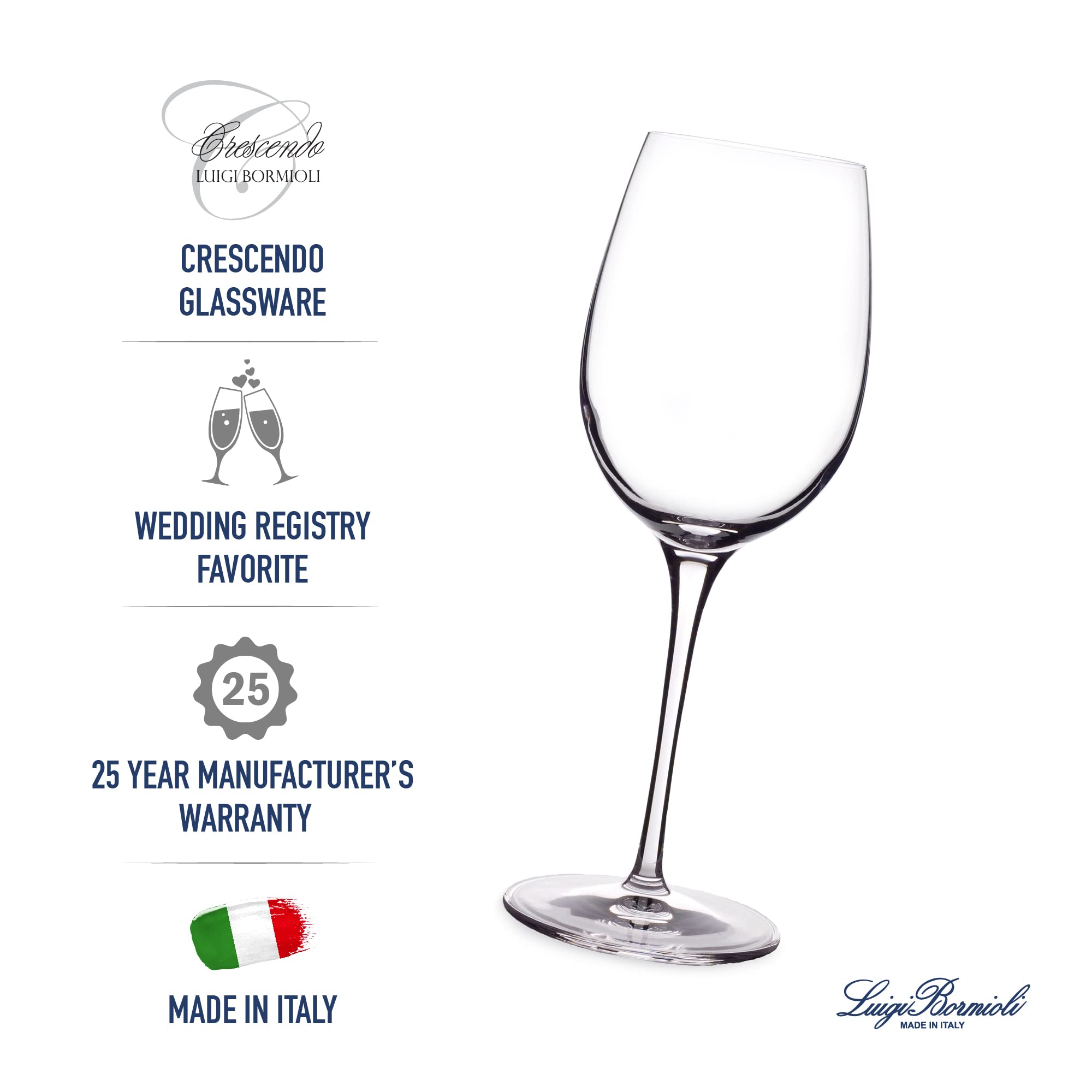 Luigi Bormioli Crescendo 20 Ounce. Bordeaux Wine Glasses, Set Of 4, Crystal SON-hyx Glass, Made In Italy.