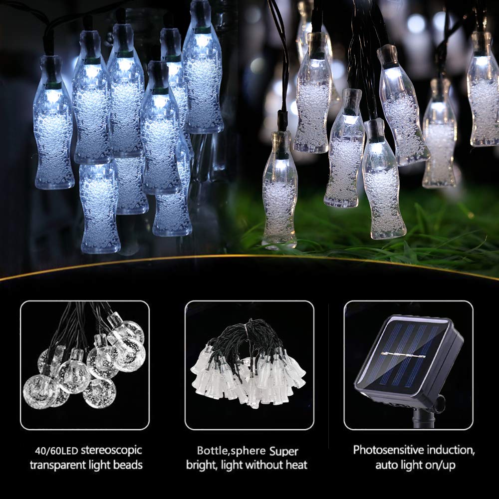INFLATION Solar String Lights Outdoor,8 Modes of Outdoor Crystal Waterproof String Lights Garden Decorative lamp Ground Plug Christmas Decorations Lights, Parties, Romantic Decorations Lights